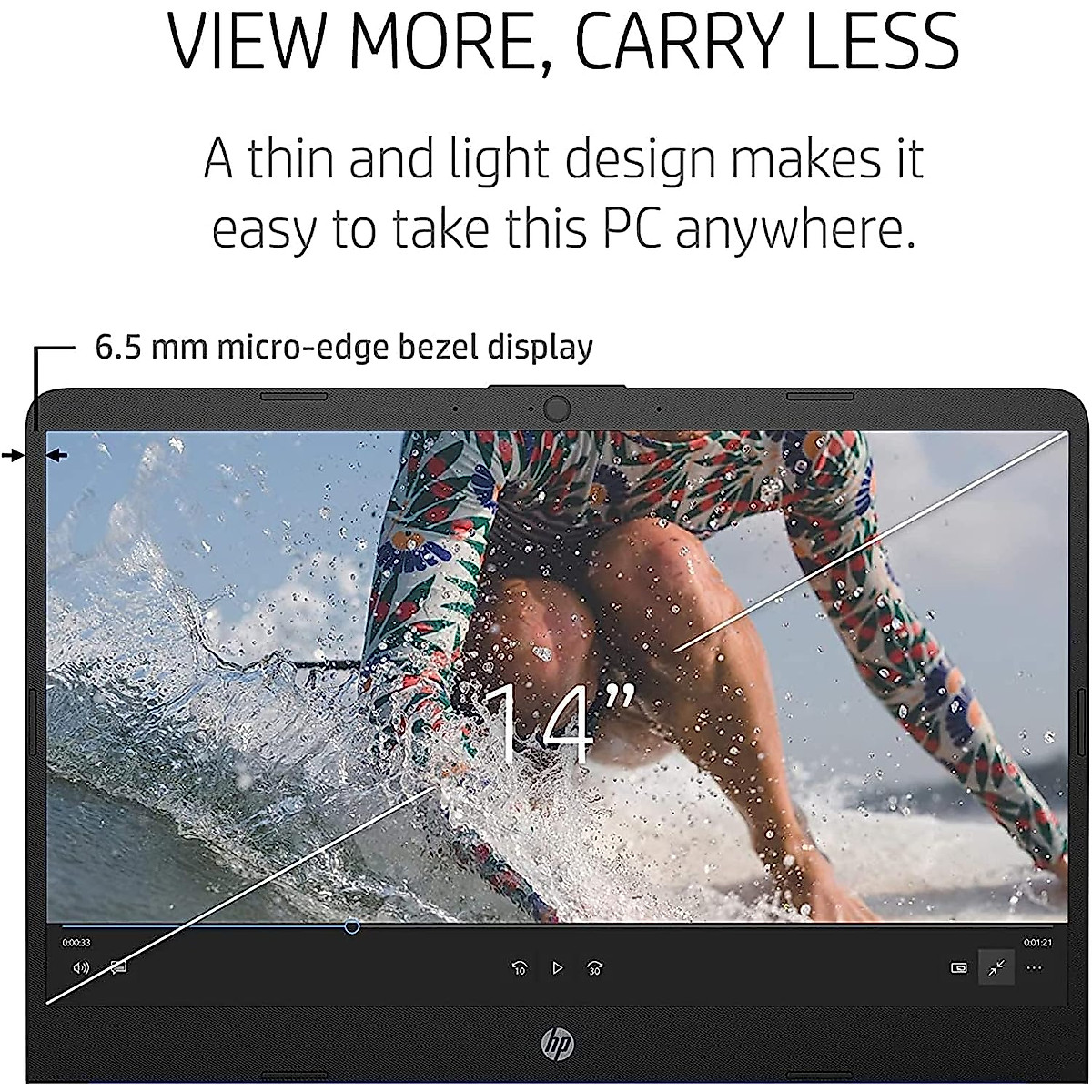 HP 14" Laptop for Student and Business - HD Display, Intel Quad-Core Processor, 4GB RAM, 64GB eMMC, ‎Intel UHD Graphics 600, Wi-Fi, Bluetooth, Webcam, Windows 11 Home in S Mode, Blue