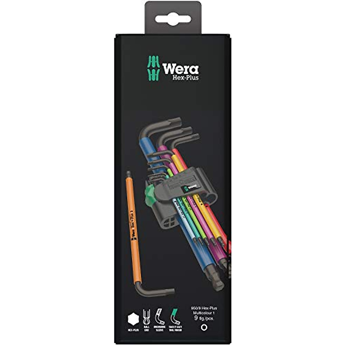 Wera Tools 05073593001 950 SPKL/9 SM N SB Long ARM HEX Key Set, One Size, Multi