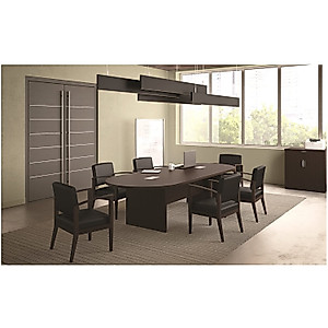 Thaweesuk Shop New 10 FT Laminate Espresso Finishes Modern Executive Oval Racetrack Shaped Conference Room Table Panel Style Legs Grommets Boardroom Office Meeting Desk Hardwood 118''L x 47''W x 29''H