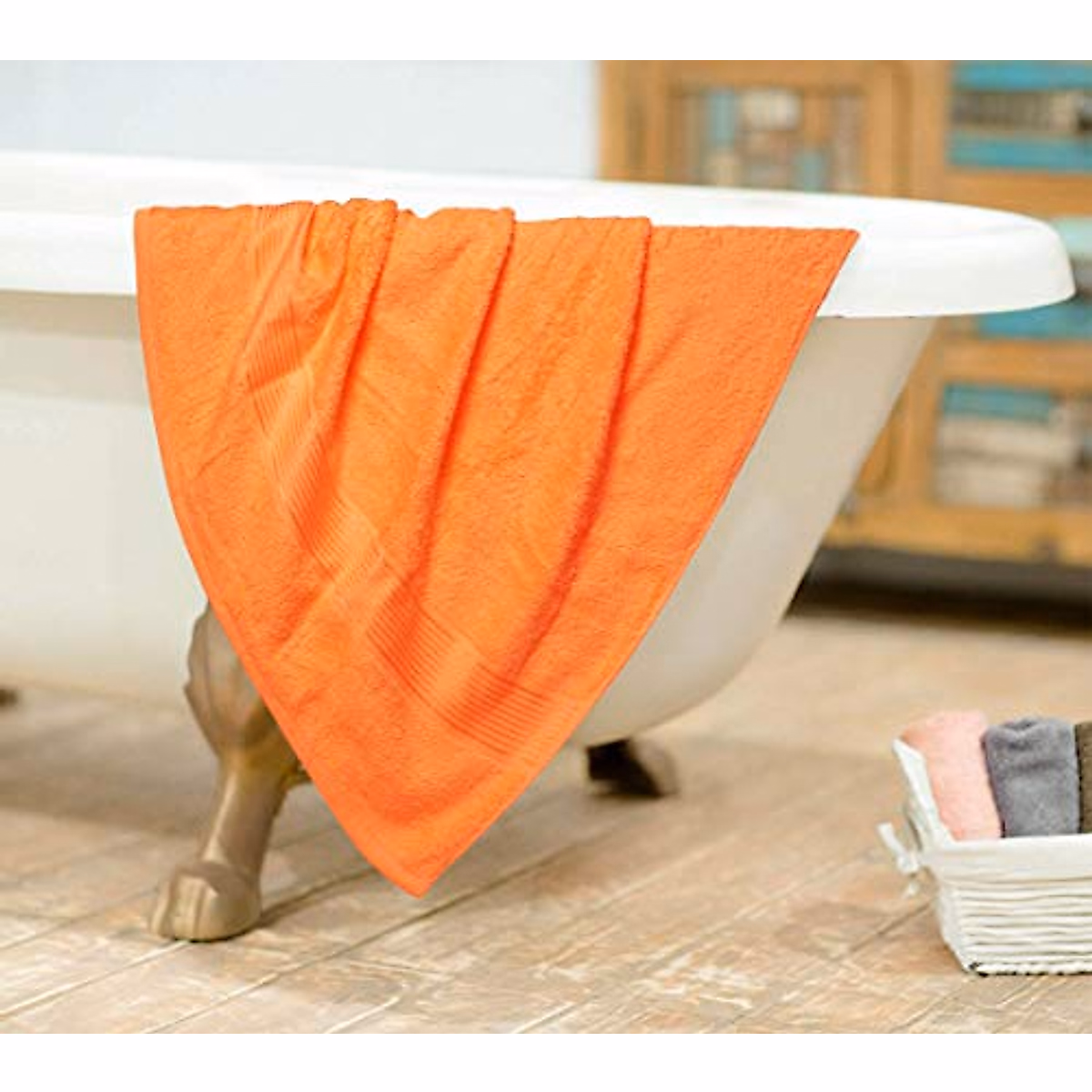 Belizzi Home Ultra Soft 6 Pack Cotton Towel Set, Contains 2 Bath Towels 28x55 inch, 2 Hand Towels 16x24 inch & 2 Wash Coths 12x12 inch, Ideal for Everyday use, Compact & Lightweight - Orange