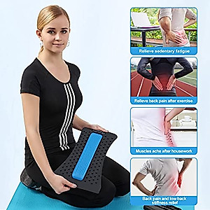 Magic Back Support Back Stretching Device,Back Massager for Bed & Chair & Car,Multi-Level Lumbar Support Stretcher Spinal, Lower and Upper Muscle Pain Relief(Black/Blue)