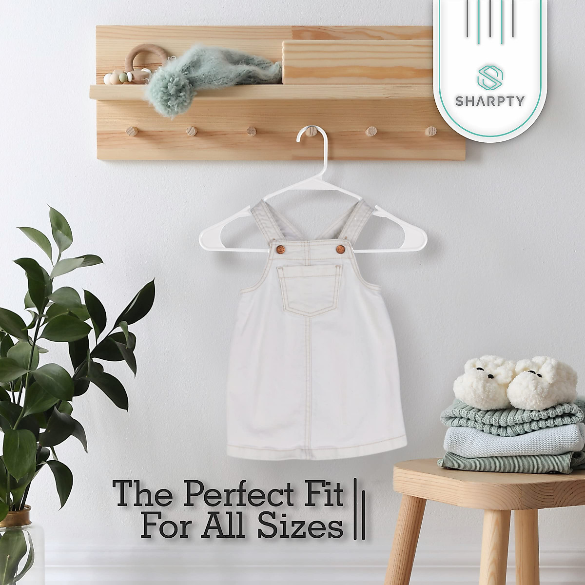 Sharpty Plastic Clothing Notched Hangers Ideal for Everyday Standard Use, (White, 20 Pack)