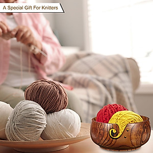 PATIKIL Wooden Yarn Bowls for Crocheting Bamboo Yarn Knitting Bowl Yarn Storage Bowls Yarn Holder Dispenser for Crocheting and Knitting, 6" x 3"