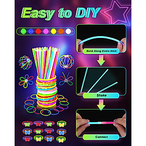 270 PCS Glow In The Dark Party Supplies for Kids Adults, 100 Glow Sticks Bulk Party Pack Light Up Party Favors, 12 LED Glasses, 32 Finger Lights, 8 LED Hair Clips for Wedding Birthday Halloween