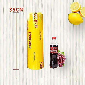 Commercial Film Wrapper with 2 Rolls of 14" x 656 ft PVC Plastic Cling Film Hand Cling Film Wrapper for Supermarket Fruit Shops Food Fruit Packaging (2 Rolls of PVC Film)