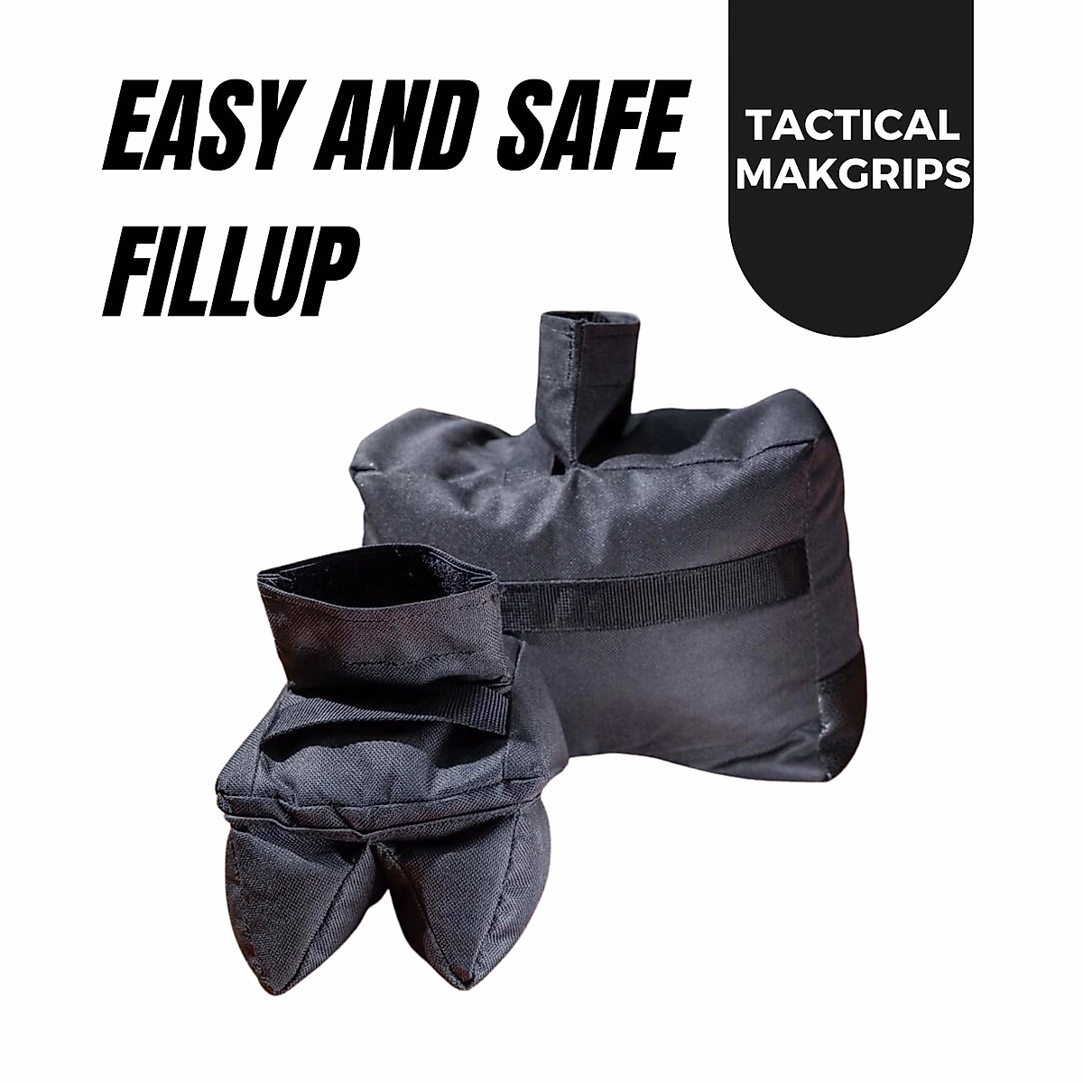 Tactical Mak Grips Shooting Rest Bags for Precision Outdoor Shooting Front & Rear Support Stand Holders for Gun Hunting Target Sports Camera Bean Bag Front & Rear Support - Unfilled