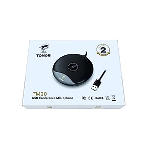 TONOR USB Conference Microphone, 360° Omnidirectional PC Computer Condenser Mic with Mute Button for Online Meeting/Class, Zoom Call, Skype Chatting, Plug & Play (TM20)