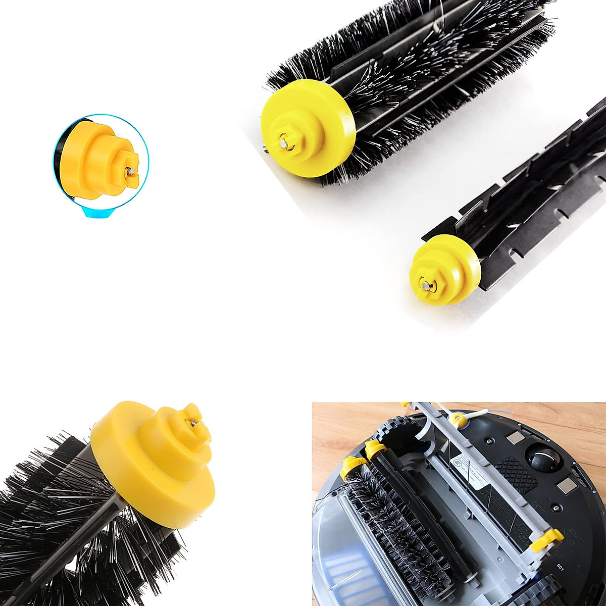 PELLYDA Replacement Parts for IRobot Roomba 600&700 Series,Roomba 614 620 630 635 640 645 650 655 660 675 680 690 695 760 770 780 Vacuum Cleaner(3 Sets Replacement Bristle & Flexible Beater Brushes)