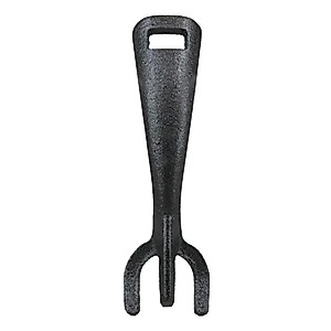 Ebros Personal Size 10.5" By 7" Enamel Coated Cast Iron Sizzling Fajita Skillet Ridged Japanese Steak Plate With Handle and Wood Base For Restaurant Home Kitchen Cooking Pan Grilling Meats Seafood