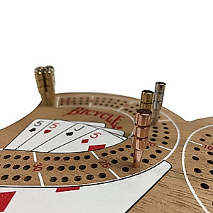 Official Bicycle Cribbage Board Game Set 29 with Bicycle Playing Cards and 9 Premium Metal Crib Pegs