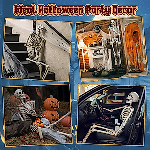 5.4ft Life Size Skeleton Halloween Decor, Full Body Realistic Human Bones with Posable Joints, Great Outdoor Indoor Halloween Decoration for Haunted House Garden Lawn