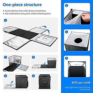 Neewer Photo Studio Light Box, 24” × 24” Shooting Light Tent with Adjustable Brightness, Foldable and Portable Tabletop Photography Lighting Kit with 120 LED Lights and 4 Colored Backdrops