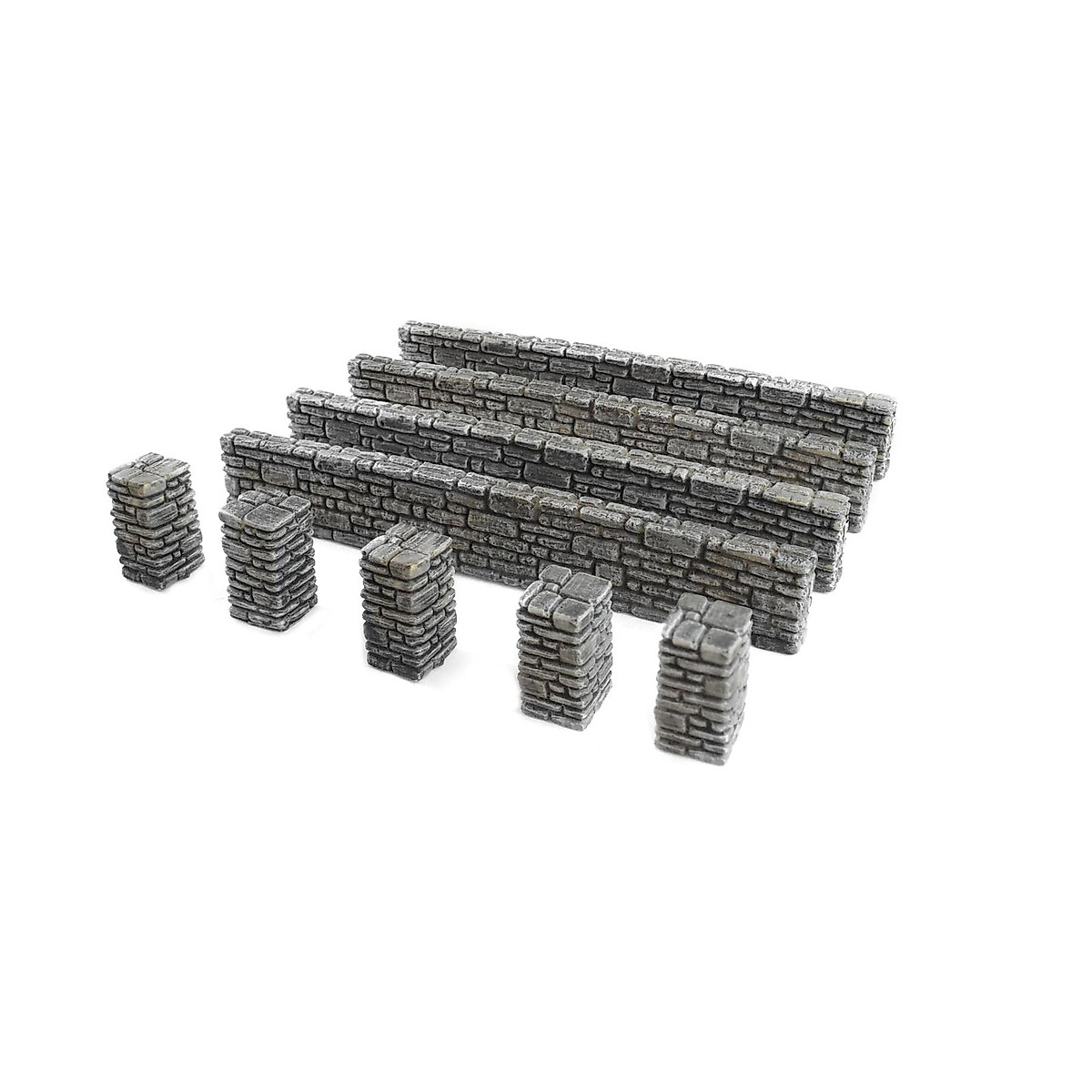 War World Gaming World at War Stone Wall and Pillar Sections Large Set – 28mm WW2 Normandy Wargame Terrain Model Diorama