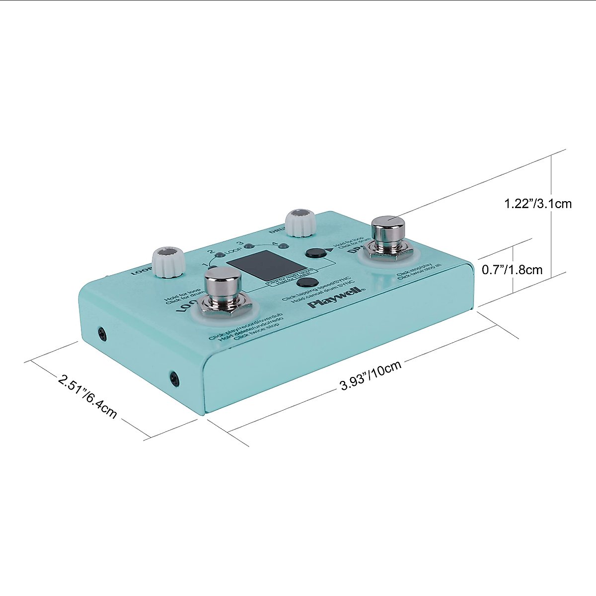 Playwell Drum Machine Looper with Tuner - 11 Minutes Looper 30 Drums - Link app to customize, edit and share drum codes - two kinds of power supply - Headphone Jack，digital display，LED indicator