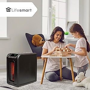Lifesmart Infrared Quartz Space Heater, 1500W Portable 3 Element Heater with Remote, Black
