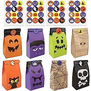 yinupet 40 pack of Halloween Treats bags Halloween paper candy bags gift bags (Colorful01)
