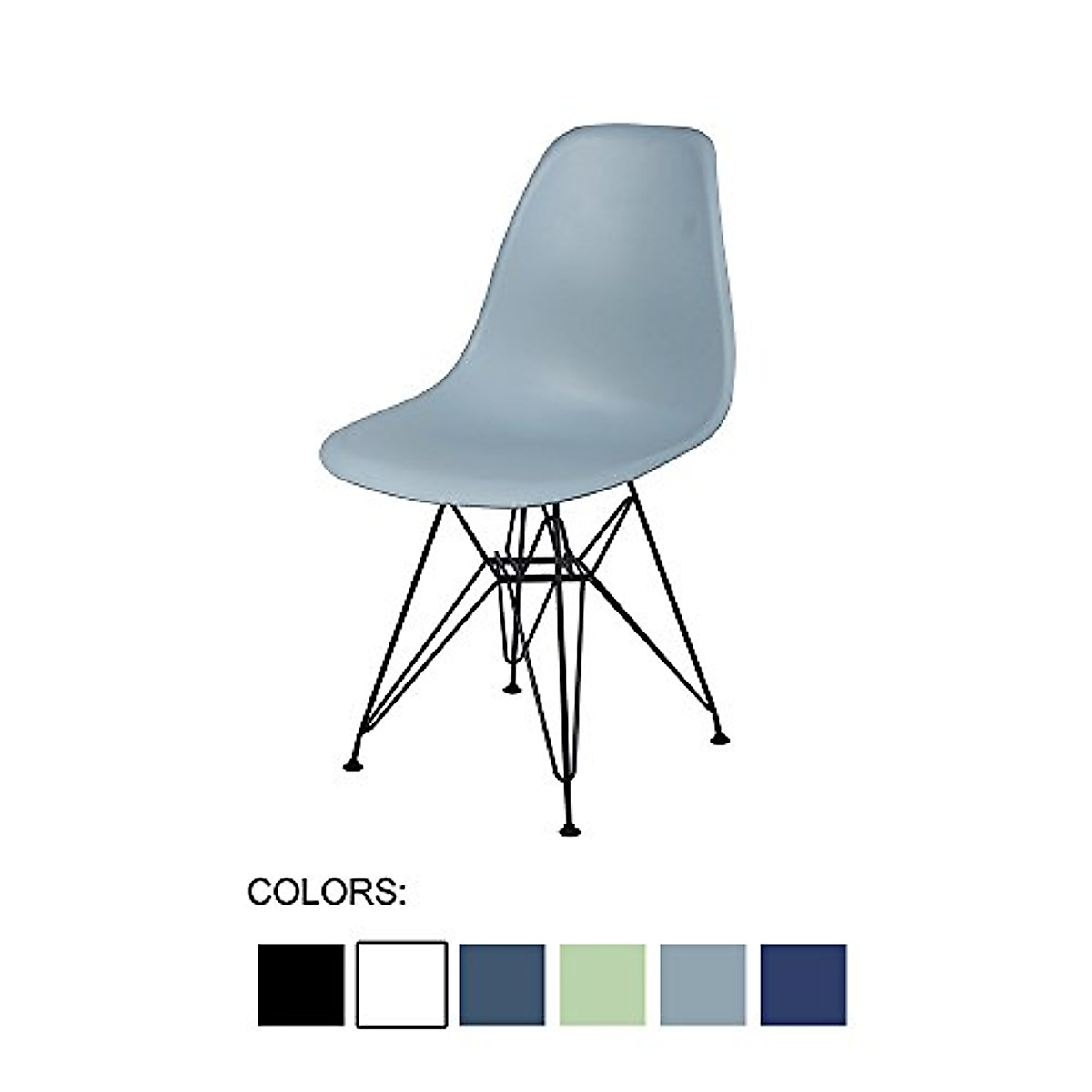 GIA Contemporary Armless Dining Chair, Qty of 2, Fog Seat with Black Metal Legs