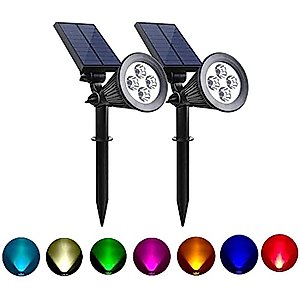 CallToU Solar Spot Lights 7 Colors Halloween Lights Christmas Solar Outdoor Light Waterproof Landscape Lighting 180°Adjustable Solar Landscape SpotLights for House Backyard Pool Patio Garden 2 Pack