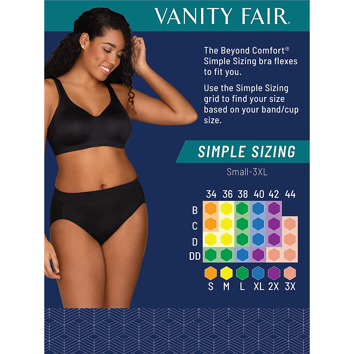 Vanity Fair womens Wireless Beyond Comfort With Breathable Cups (S-3xl) Bra, Convertible Straps - White, X-Large US