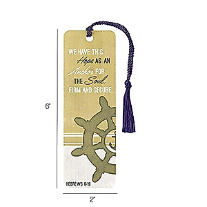 Hope As Anchor for Soul Light Tan Stripes Cardstock Tassel Bookmarks, Pack of 12