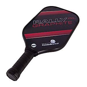 Rally PXL Graphite Pickleball Paddle (Red) XL Elongated Power & Reach Shape | Standard Grip | Polymer Honeycomb Core and Graphite Face