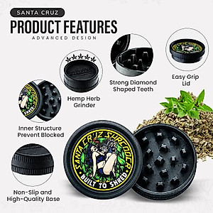 Santa Cruz Shredder Built to Shred Hemp Grinder for Herbs Knurled Top for Stronger Grip 2-Piece Medium 2.2