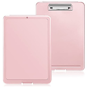 SITHON Nursing Clipboard with Storage, Lightweight Portable Writing Clipboard with Compartment Organizer for Nurse Doctor Medical Professionals Teachers Students Sales Coach School Office (Pink)