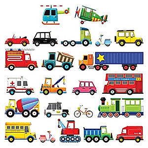 DECOWALL DS-8004 Transports Kids Wall Stickers Wall Decals Peel and Stick Removable for Kids Nursery Bedroom Living Room (Small) décor