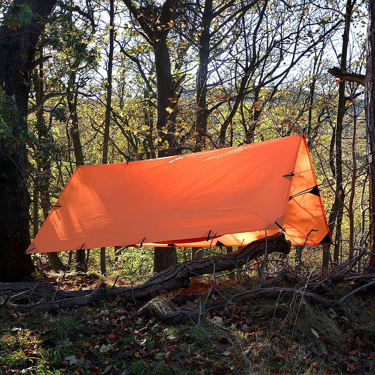 DD Hammocks - DD Tarp 3x3 - Sunset orange (10ft x 10ft) - 100% Waterproof Lightweight & Multifunctional High Visibility Rainfly Tarp Tent Shelter for Camping, Bushcraft & Scouts