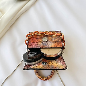 Women's Mini Crocodile Pattern Crossbody Clutch Bag Handbag (Green)