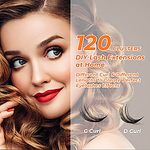 QEZEZA Lash Clusters DIY Eyelash Extensions, 160 Clusters Lashes 20D C Curl 6-16MM Mix, Individual Lashes Eyelash Clusters Extensions Cluster DIY at Home 160PCS (20D - C Curl - 6-16MM Mix)