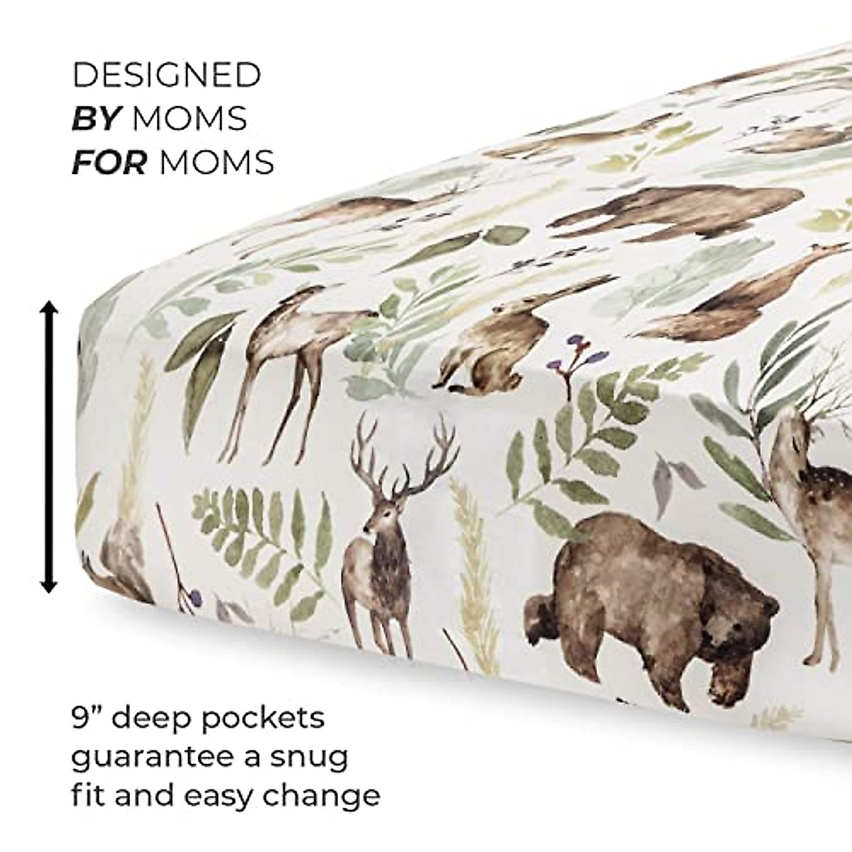 Pobibaby - 2 Pack Premium Fitted Baby Boy Crib Sheets for Standard Crib Mattress - Ultra-Soft Cotton Blend, Safe and Snug, and Stylish Woodland Crib Sheet (Wildlife)