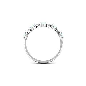 Rosec Jewels Certified Ethiopian Opal and Diamond Half Eternity Ring for Women, 1.50 cttw, Aaa Quality, 14K White Gold, Size:US 6.50