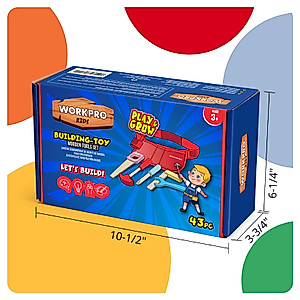 WORKPRO Wooden Building Toy Tools Set, 43 Pcs Building Toy Set Creative&Educational Construction Toy, Great Gift for Toddlers 3+