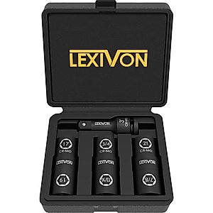 LEXIVON Impact Socket Set, 6 Total Lug Nut Size | Innovative Flip Socket Design Cover Most Commonly Inch & Metric Used Sizes | Cr-Mo Steel = Fully Impact Grade (LX-111)