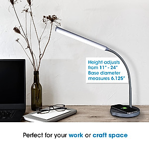 OttLite Stretch LED Desk Lamp with Wireless Charging - ClearSun LED Technology, 3 Color Temperature Modes with Touch Sensitive Controls & Flexible Gooseneck Arm for Home, Office & Dorms