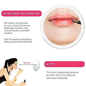 FRCOLOR 10X Magnifying Mirror with 3 Suction Cups, Cosmetic Make Up Mirror Pocket Mirror Travel Makeup Mirror 5.9 Inch, Used for Precise Makeup - Eyebrows/Tweezing (White)