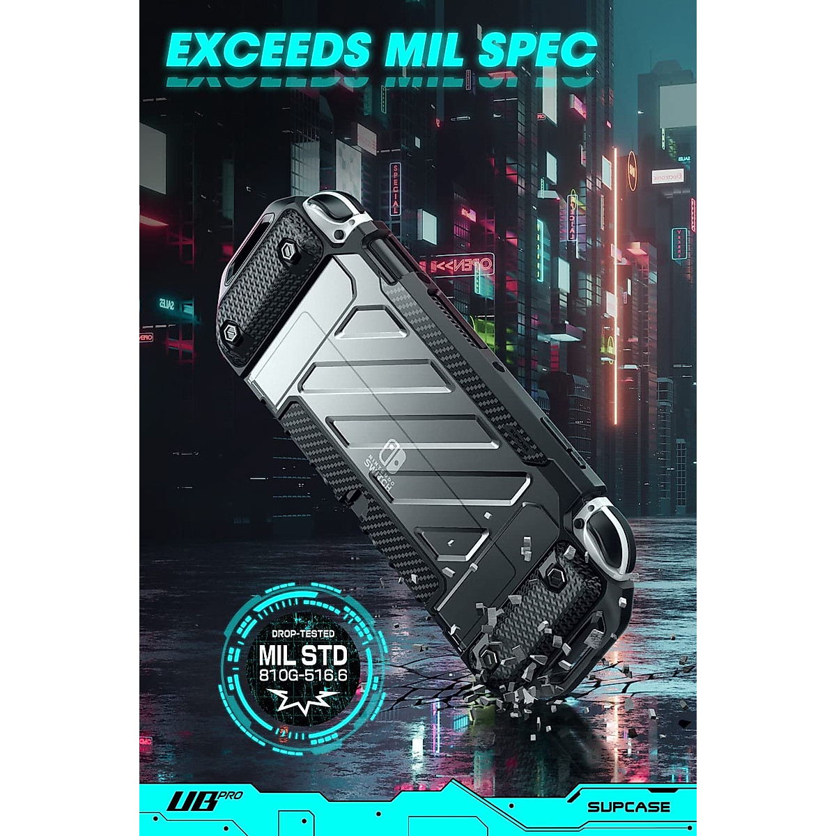 SUPCASE for Nintendo Switch OLED Case 2021 (Unicorn Beetle Pro), [Military-Grade Protection] [Switch Console Compatible] Dockable Protective Cover Accessories for Nintendo Switch OLED, FrostBlack