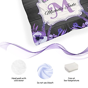 Custom Baby Blanket with Name for Baby Boy Girls，Personalized Purple Elephant Flower Design Soft Throws Blanket for Kids Toddler Swaddling Birthday Gifts