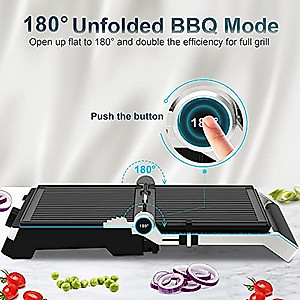 OMAIGA Panini Press, Sandwich Maker, 1500W 6-Serving Indoor Grill, Stainless Steel Top Surface, Detachable Non-stick Die-cast Aluminium Plates, Upright Storage, Opens 180 degrees