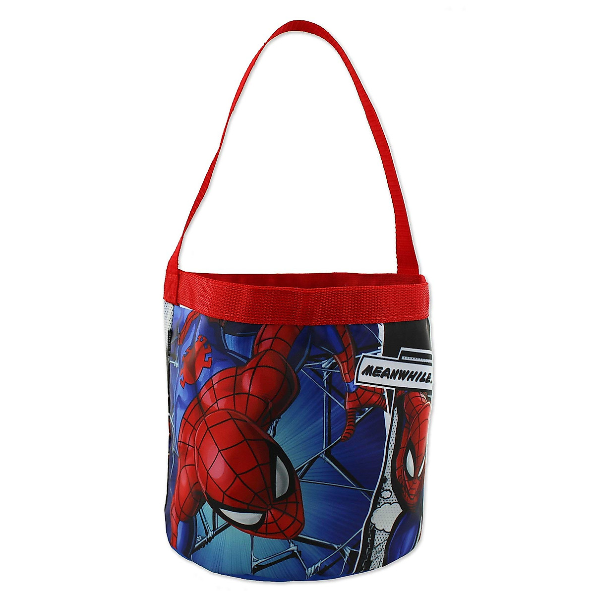 Marvel Spider-Man Boys Collapsible Nylon Gift Basket Bucket Tote Bag (One Size, Red/Blue)