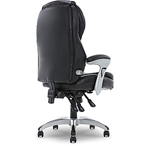 Serta Ergonomic Leather Computer Chair with Layered Memory Foam, Contoured Lumbar, Pillowed Headrest Executive Adjustable Office, Black 25.25D x 29W x 44.5H in