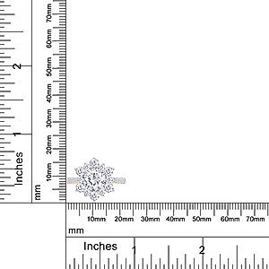 SAVEARTH DIAMONDS Center 1.20ct 7MM G-H Color Round Cut Lab Created Moissanite Diamond Cluster Engagement Ring In 14k Yellow Gold Over Sterling Silver Jewelry For Women Size-6