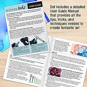 U.S. Art Supply 24 Color Alcohol Ink Set - Huge 30ml Triple Sized 1-oz Bottles - Includes 4-oz Blender & 30 Swabs - Vibrant Highly Concentrated Pigment Dye Paint for Epoxy Resin Art Painting & Crafts