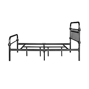 Epinki 81.6" L X 59.6" W X 44.4" H Metal Bed Frame Full Size Bed Frame - Black, Steel, Easy Assembly