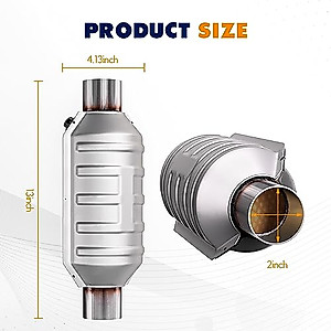 ASOPARTS 2" Universal Catalytic Converter, 2" Inlet/Outle Cat Converter with Heat Shield and O2 Port