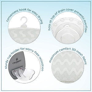 Charmont Luxury Bath Pillow Set, Relaxing Spa Bathtub Headrest for Head and Neck Support, Slip Resistant Waterproof Bathtub Cushion Strong Suction for Soaking Tub 3D Air Mesh with Accessories