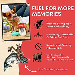 BACK 40 Dogs Wild Alaskan Fish Oil for Dogs, Skin and Coat Supplement for Dogs & Cats, Omega-3-Rich Salmon and Pollock Oil, EPA & DHA Dog Salmon Oil for Brain, Heart, and Joints 16 fl oz (473 ml)