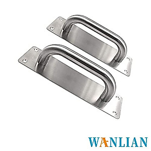 WANLIAN 2Pcs Pull Push Door Plate Handle 8inch Stainless Steel Heavy Duty Barn Door Pull for Shed Commercial Fire Door with Mounting Screws (Silver, 200x65mm/7.9x2.6inch)