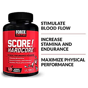 Force Factor SCORE! Hardcore, 3-Pack, Nitric Oxide Booster Supplement for Men with L-Citrulline, Yohimbe, Black Maca & B Vitamins to Boost Increase Stamina, Maximize Physical Performance, 360 Tablets